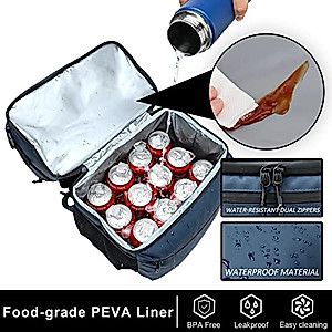 MIER Insulated Cooler Backpack Leakproof 2 Compartment Back Pack Cooler Bag Large Waterproof Lunch Backpack with Coolers for Men Women to Work Beach Picnics Camping Hiking, Double Deck (25 L, Navy)