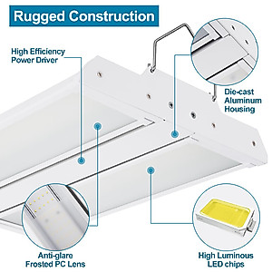 Xbuyee High Bay LED Shop Light 2-Pack 1.35FT 150W 21000LM 5000K Daylight 100-277V, Commercial LED Linear High Bay Lights for Warehouse Workshop Supermarket Stadium, ETL