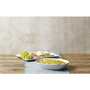 Everyday White by Fitz and Floyd Serve Bowl and Rectangular Handled Platter Set, Set Of 2