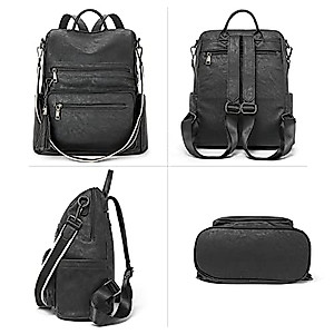 Telena Womens Backpack Purse Vegan Leather Large Travel Backpack College Shoulder Bag with Tassel Black