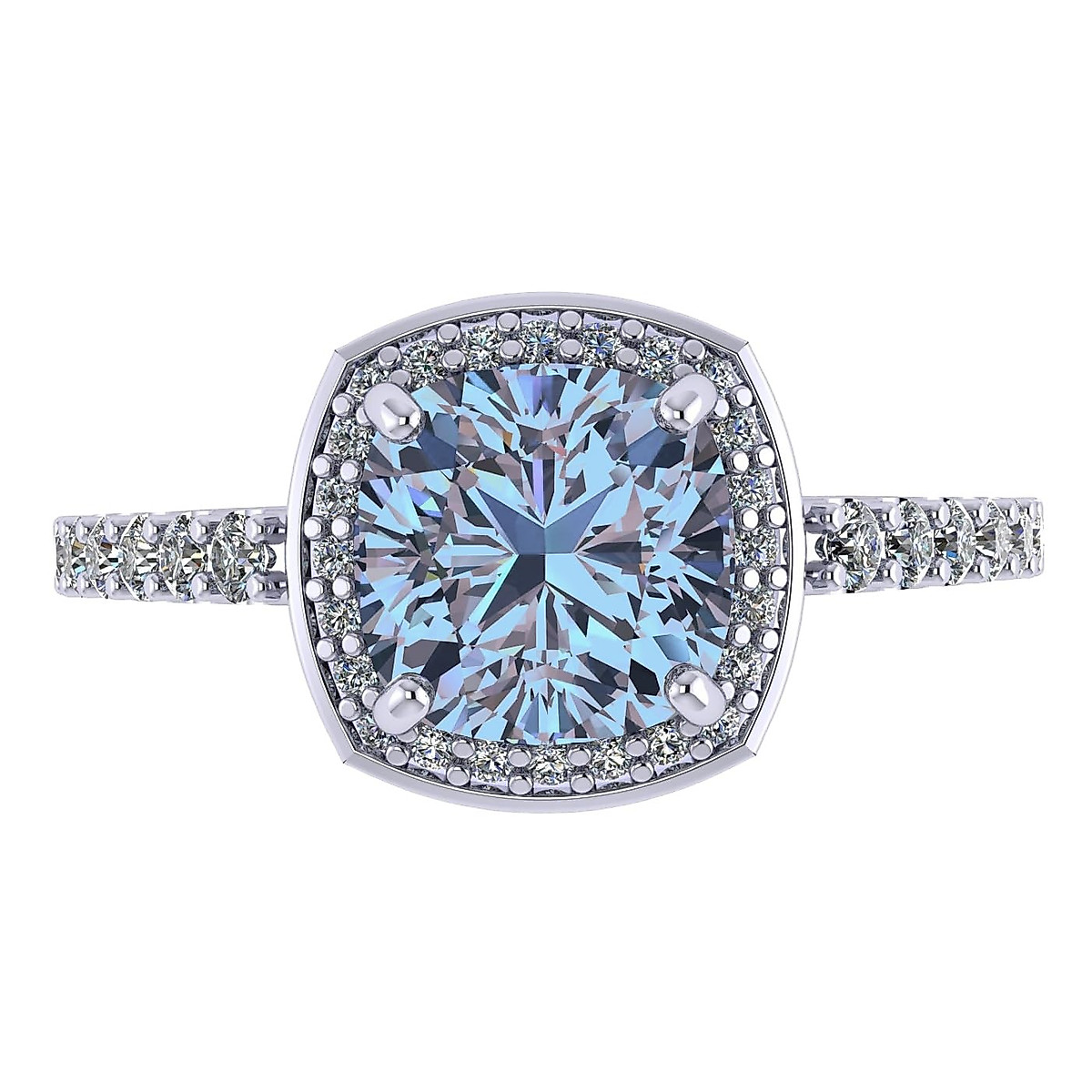 NANA Jewels 2ct Pure Brilliance Zirconia Halo Engagement Ring-Cushion Cut-March-10