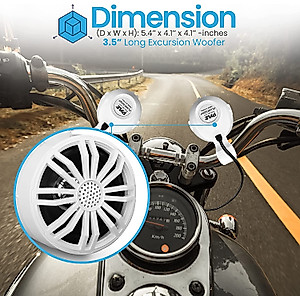Pyle 3.5” Waterproof Off-Road Speakers - 40W Marine Grade Passive Woofer Sound System Full Range Outdoor Audio Stereo Speaker for Motorcycle, Car, ATV, 4x4, Jeep, Boat, Includes Brackets (White)