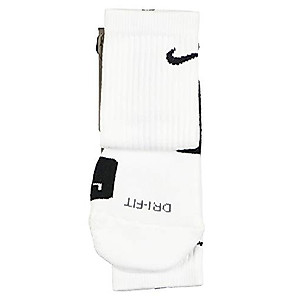 Nike Dri-Fit Elite Basketball Socks (Medium, White/Black/(Black))
