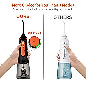 Water Flosser Cordless Teeth Cleaner, Portable Rechargeable IPX7 Waterproof Water Flossers for Teeth with 4 Modes 5 Jet Tips, Dental Oral Irrigator for Home & Travel - 300ML Detachable Water Tank.