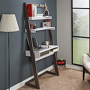 Furniture of America Lazlo Wood Writing Desk with Shelves in Distressed Gray