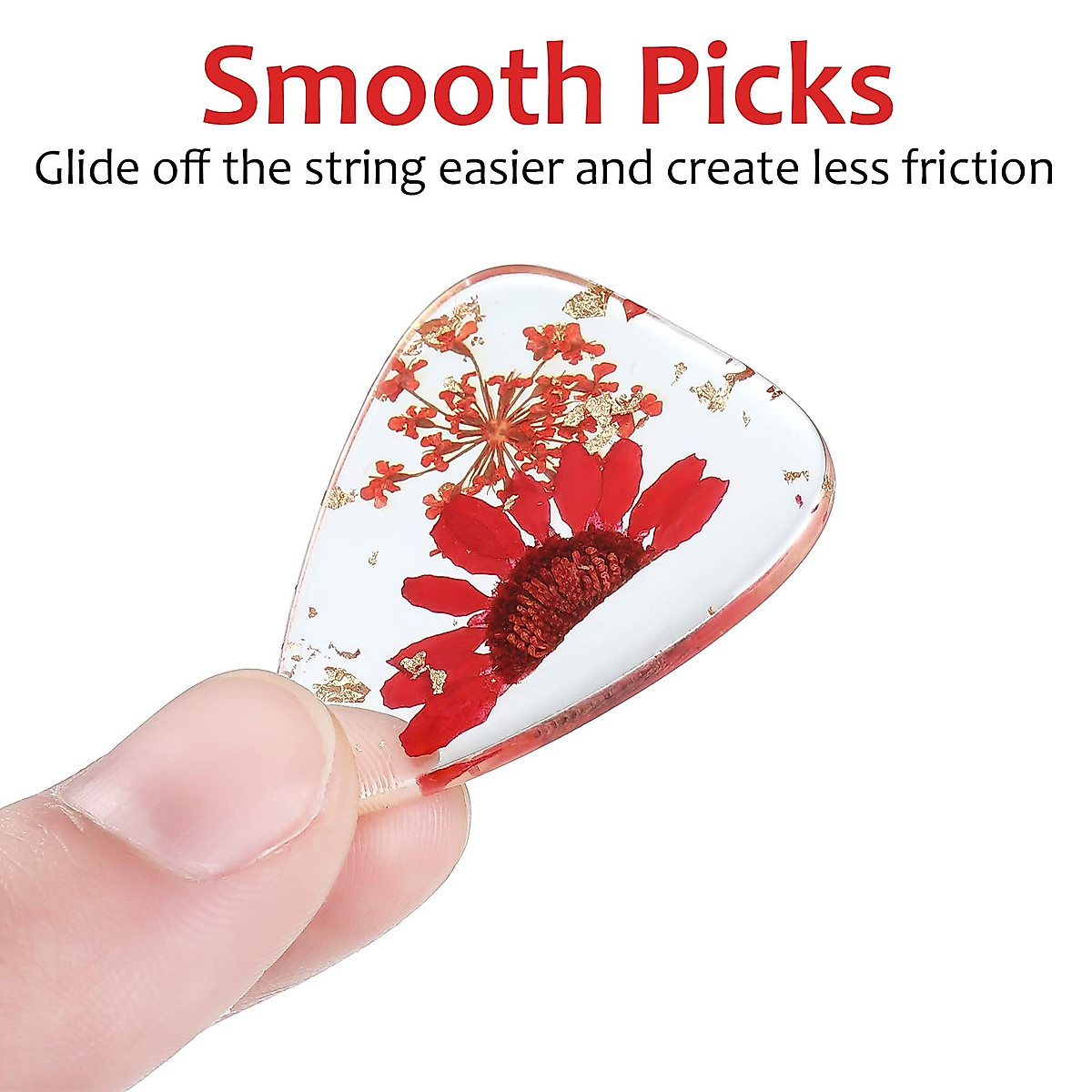 5 Pieces Flower Guitar Picks Dried Flower Resin Guitar Picks Handmade Plectrums Stylish Colorful Guitar Plectrums Floral Bass Picks for Electric, Acoustic Guitar Bass Ukulele, 5 Styles