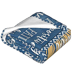 Kuphsod Inspirational Throw Blanket Flannel Fleece Super Soft Lightweight Cozy Sympathy Prayer Throw Blanket Healing Message Get Well Soon Gifts for Women Men Or Patient 50"X40"(Navy Blue)