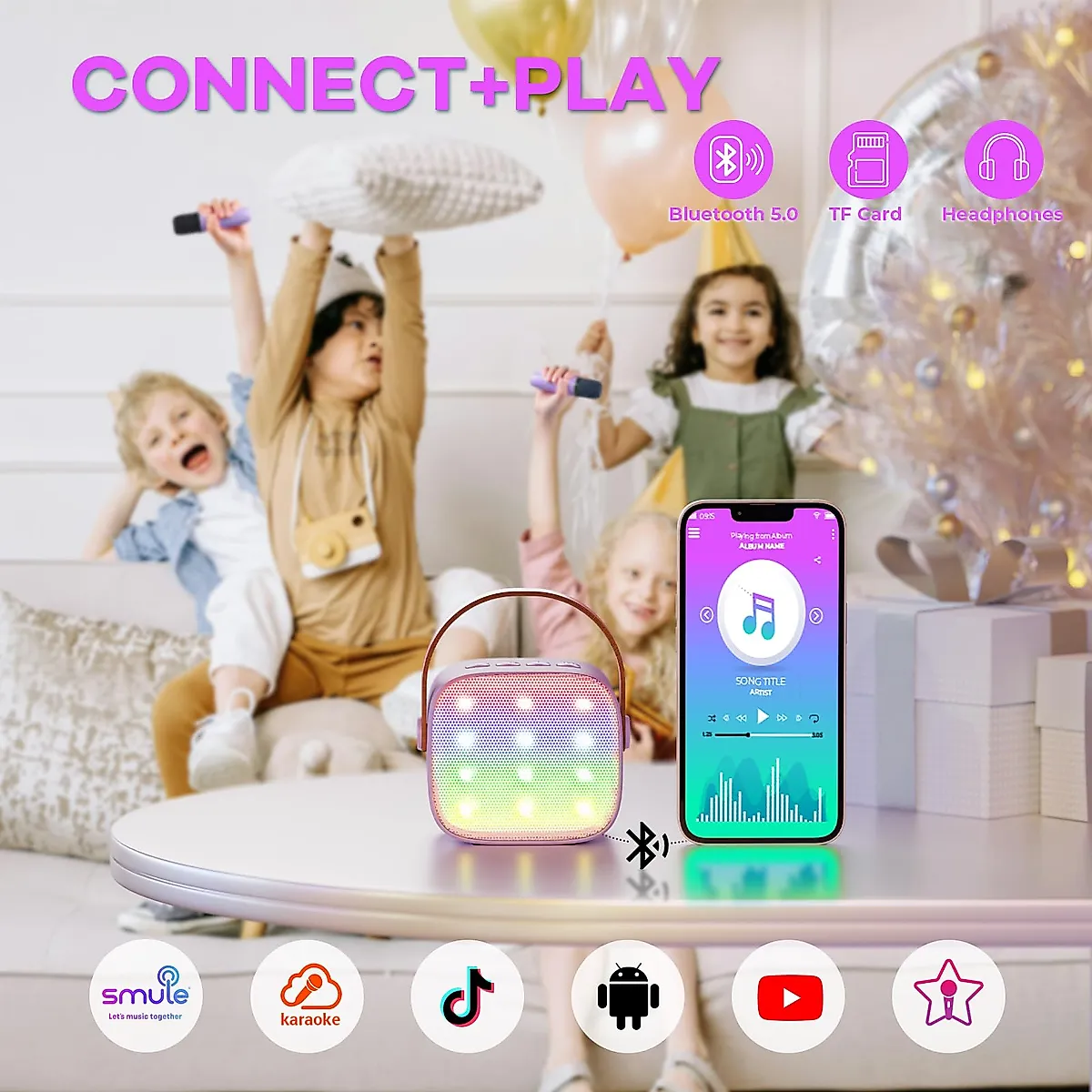 YLL Mini Kids Karaoke Machine with 2 Microphones, Karaoke Gifts for Girls Ages 3, 4, 5, 6, 7, 8, 9, 10, 12 +Year Old, 4-12 Years Old Birthday Toy Easter Gift for Girls Boys (Purple)