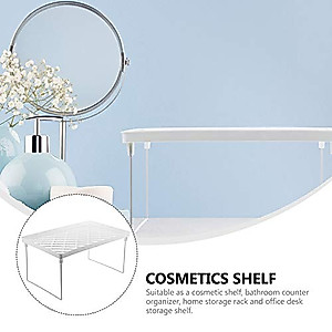 DOITOOL Foldable Cabinet Storage Rack Cosmetic Makeup Shelf Bathroom Countertop Organizer Kitchen Counter Storage Shelves Office Desktop Stationery Rack