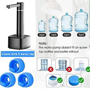 Desktop Water Dispenser for 5 Gallon Bottle, Electric Water Pump Portable USB Charging with 3 Water Jug Cap for Home, Office, Outdoor, Automatic Drinking Water Dispenser