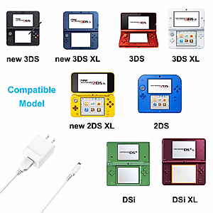 Upgraded HAUZIK Power Supply Replacement, Compatible with Nintendo 3DS, 3DS XL, 2DS XL, DSi, DSi XL, Charger AC Adapter with 3.9 Ft Split USB Cable