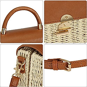 So'each Women's Handbag Wicker Straw Crossbody Rattan Bag Boho Crossbody Bag Beige