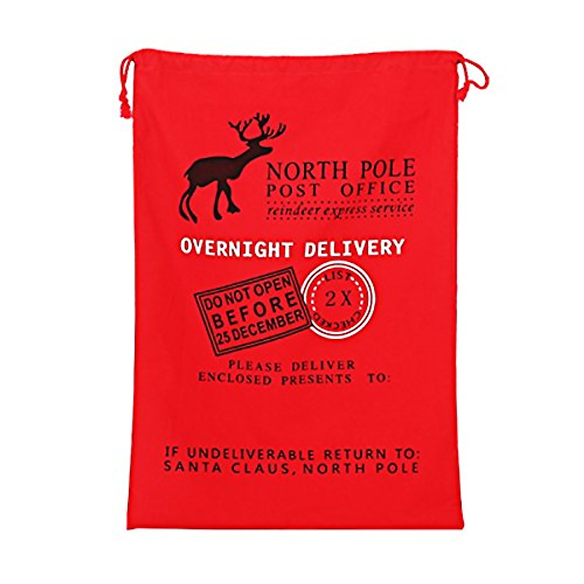 KEFAN 3 Pack Christmas Bag Santa Sack, Canvas Storage Bag for Gifts Wrapping with Drawstrings Large Size 27.5"x19.5"