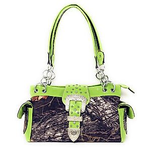 Western Rhinestone Camouflage Handbag With Matching Wallet In Multi Collections (Buckle Pink) Large