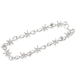 Unisex Gothic Barbed Wire Necklace - 20inches Gothic Jewelry Silver Barbed Wire Thorns Choker Chain Necklaces Punk Accessories Gifts for Women Men