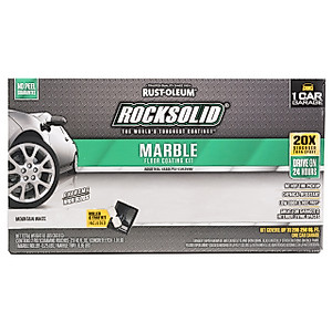 Rust-Oleum 306321 RockSolid Marble 1 Car Garage Floor Coating Kit, Mountain White, 5 Piece Set