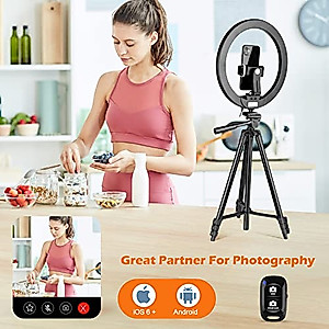 Sensyne 12'' Ring Light with Tripod Stand, LED Selfie Ring Light with Stand and Phone Holder for Photography/Recording/YouTube/TikTok, Compatible with All Cell Phones/Cameras