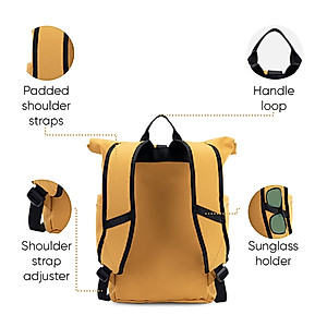 LYKNYA - Travel Backpack - Waterproof Backpack & Ultra Lightweight - Rolltop Backpack - Ecofriendly - Outdoor Backpack