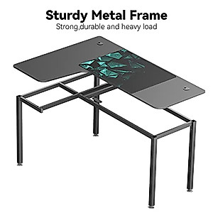 DESIGNA 60 Inch L Shaped Gaming Desk, Corner Computer Desk, Home Office Study Writing Desk, Larger Gaming Table Gamer Workstation with Large Mouse Pad, Space Saving, Easy to Assemble, Left Side Black