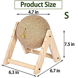 BNOSDM Rabbit Scratch Ball Sisal Bunny Scratching Toy, Wooden Pet Scratcher Stand with Ball for Indoor Rabbits Bunny, Kittens and Small Animals