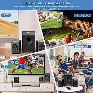 OROW(Upgrade S213) Bluetooth Computer Speakers,PC Speaker with Subwoofer,Front Knob 18W Wireless PC Speakers,Support AUX&Bluetooth Play,Great for Party/Game/TV (S213)