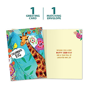 Tree-Free Greetings - Humorous Birthday Cards - Artful Designs - 1 Card + Matching Envelopes - Made in USA - 100% Recycled Paper - 5"x7" - Hello Giraffe (GO65258)