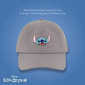 Disney Stitch Dad Hat, Adjustable Cotton Baseball Cap with Curved Brim, Grey, One Size