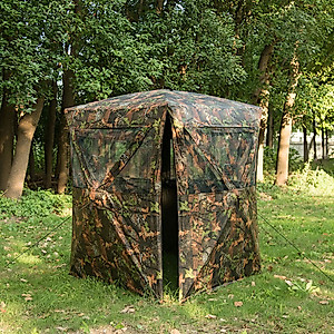 Vulture Pop-up Portable 2 Person Ground Hunting Blinds, 48 x 48 x 65 inches Camo Pattern Oxford Fabric