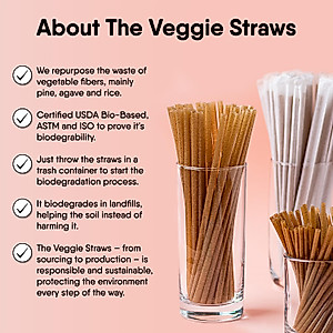 The Veggie Straws – 150 PCS of 4.75 Inches Unwrapped Biodegradable Drink Stirrers – Made of Vegetable Fibers, Best Cocktail Stirrers for Drinks of All Kinds