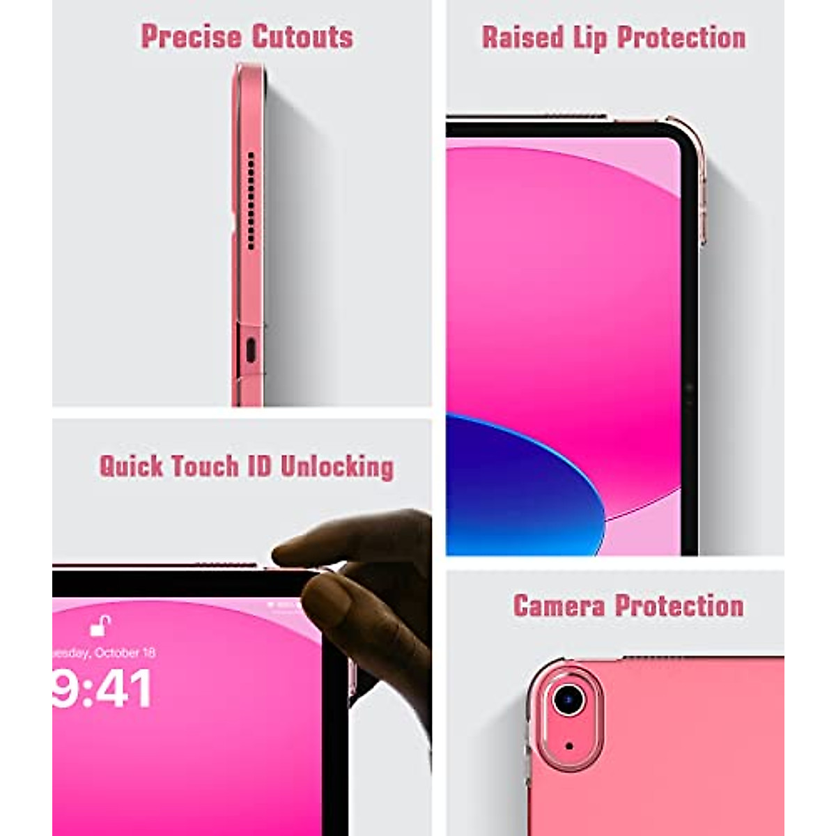 TiMOVO Case for iPad 10th Generation Case 2022,Slim Stand Cover for iPad 10th Gen 10.9 inch,Support Touch ID,Auto Wake/Sleep Smart Shell with Translucent Back, fit iPad 10 Case, Watermelon Red