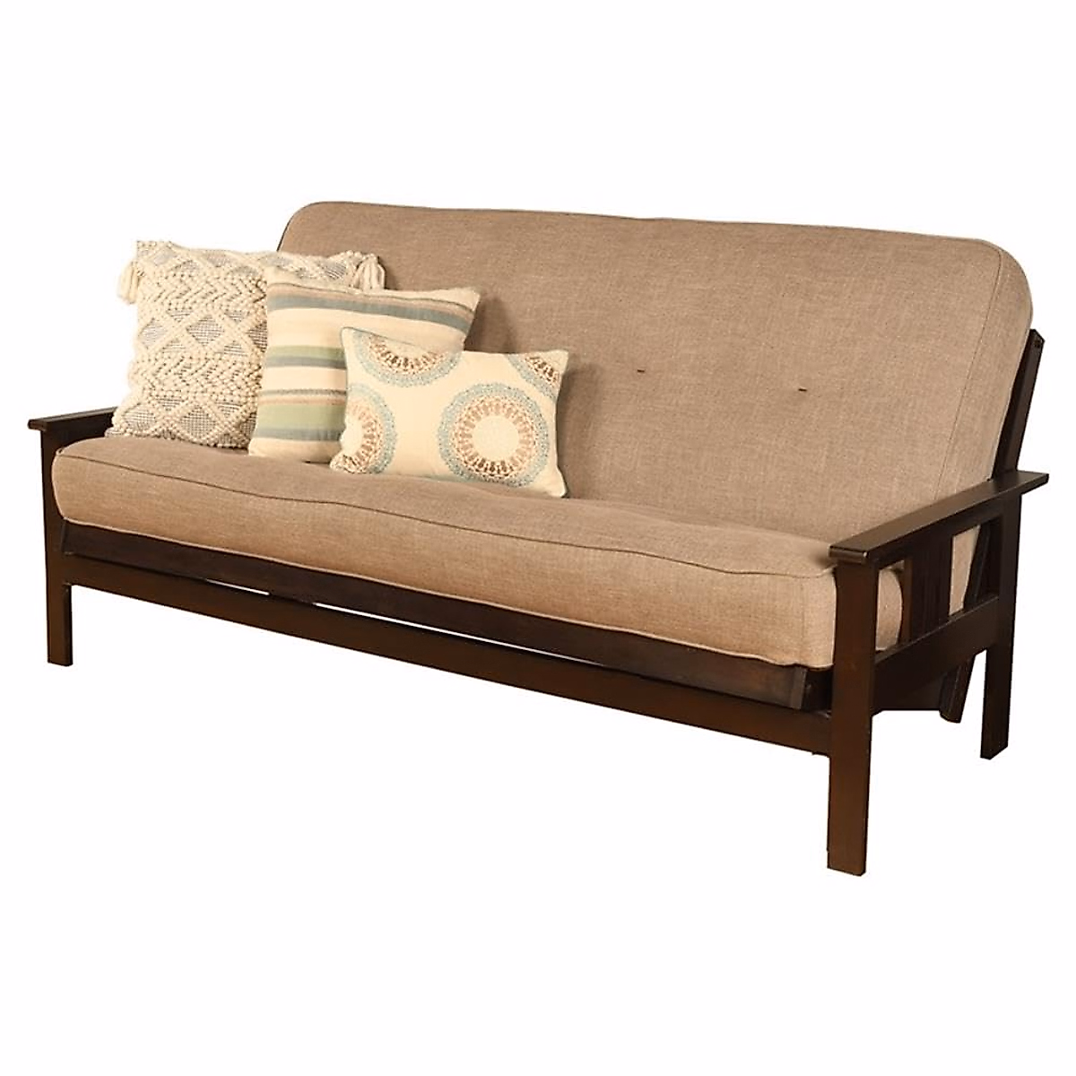 Pemberly Row 7" Full Size Futon Mattress Replacement, Linen Sleeper Sofa Bed Mattress, Cotton and Foam Construction, Stone Grey-Frame Not Included