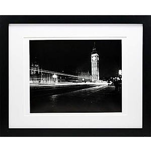 11x14 Black Gallery Picture Frame with 8x10 and 8.5x11 Mat - Wide Molding - Includes Both Attached Hanging Hardware and Desktop Easel - Frames and Mat Display Pictures Documents Certificates