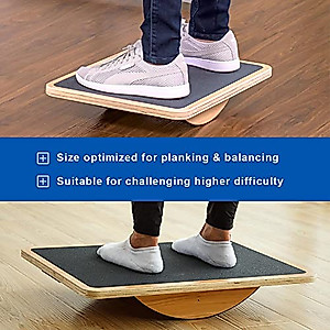 StrongTek Professional Wooden Balance Board, Rocker Board, Wood Standing Desk Accessory, Balancing Board for Under Desk, Anti Slip Roller, Core Strength, Stability, Office Wobble Boards
