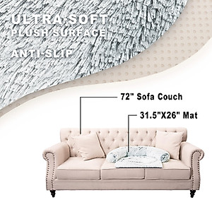 Tinaco Luxurious Calming Dogs/Cats Bed Mats, Washable Removable Couch Cover, Plush Long Fur Mat for Pets, Waterproof Lining, Perfect for Small, Medium and Large Dogs and Cats (Gradient Gray, M)