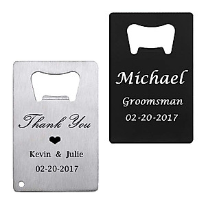 TOPTIE Custom 2 PCS Credit Card Bottle Opener, Laser Engrave Stainless Steel Beer Openers, Fits in Wallet