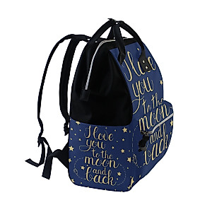 My Little Nest Large Capacity Baby Diaper Bag I Love You to The Moon and Back Durable Multi Function Travel Backpack for Mom Girls