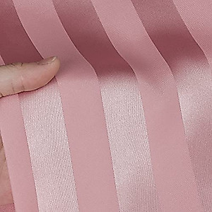 Lonxu Womens Silk Satin Pajamas Set Pink Striped L