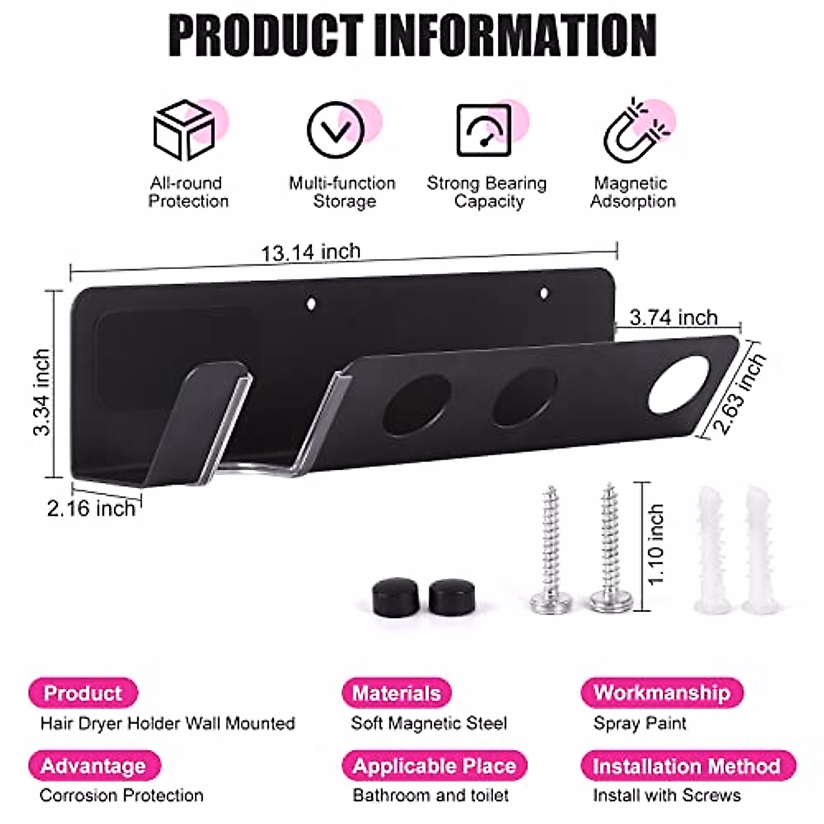 Hair Dryer Holder Compatible with Dyson Supersonic HD01 HD02 HD03 HD04 HD07 HD08 HD15 Hair Dryer Holder Wall Mounted, for Holder Hair Dryers/Hairdryer Accessories/Cosmetics Hanging Storage Organizer