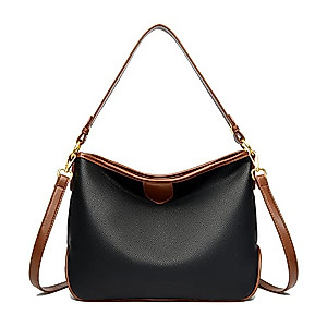 TarsaMult Hobo Bags for Women Soft Faux Leather Shoulder Crossbody Ladies Purses and Handbags Fashion Large Bucket Tote Bag(6157 Black)