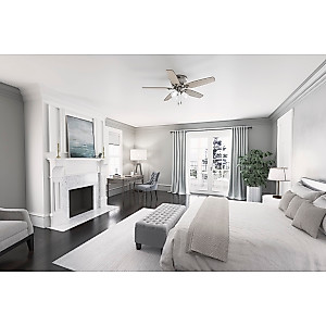 Hunter Fan Company Builder 52-inch Indoor Brushed Nickel Traditional Ceiling Fan With Bright LED Light Kit, Pull Chains, and Reversible WhisperWind Motor Included