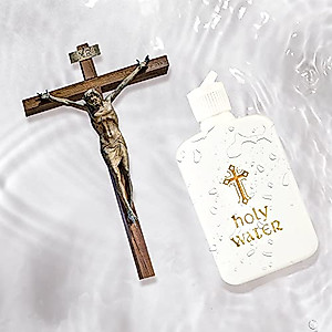 RONRONS 6 Pieces Empty Holy Water Bottles Set, 100ml Catholic Christian Holy Water Bottle Gold Cross Holds Container, Refillable Party Water Bottle for Christian Religious Easter Decorative Supplies