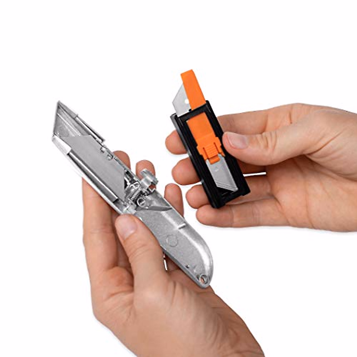 Internet's Best Classic Utility Knife - Set of 20 - Retractable Razor Knife Set - Extra Blade Refills - Box Cutter Locking Razor Knife - Full Metal Body - Silver