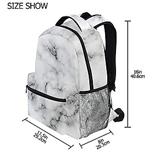 Wamika Marble Backpacks for Girls Kids Boys Griotte Stone School Book Bags Waterproof Student Laptop Backpack Black and White College Carrying Bag Casual Durable Lightweight Travel Sports Day Packs