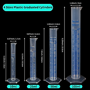 APLANET Plastic Graduated Cylinders and Beakers, 10ml, 25ml, 50ml, 100ml Cylinders with 50ml, 100ml, 250ml, 500ml, 1000ml Beakers and 1 Tube Brush, Ideal for Home and School Science Lab