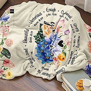 QUWOGY Christian Gifts for Women, Mothers Day Birthday Gifts for Women/Her/Mom/Sister Friendship Blanket 60"x50", Happy Birthday Decorations Women, Bday Gift for Women Unique, Best Birthday Gift Ideas