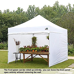 Eurmax USA 10'x10' Ez Pop-up Canopy Tent Commercial Instant Canopies with 4 Removable Zipper End Side Walls and Roller Bag, Bonus 4 SandBags(White)