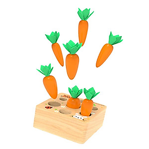 NIWWIN Educational Wooden Toys for Toddlers, Carrots Harvest Shape Size Sorting Game, Developmental Montessori Toys for Boys and Girls Preschool Learning Fine Motor Skill