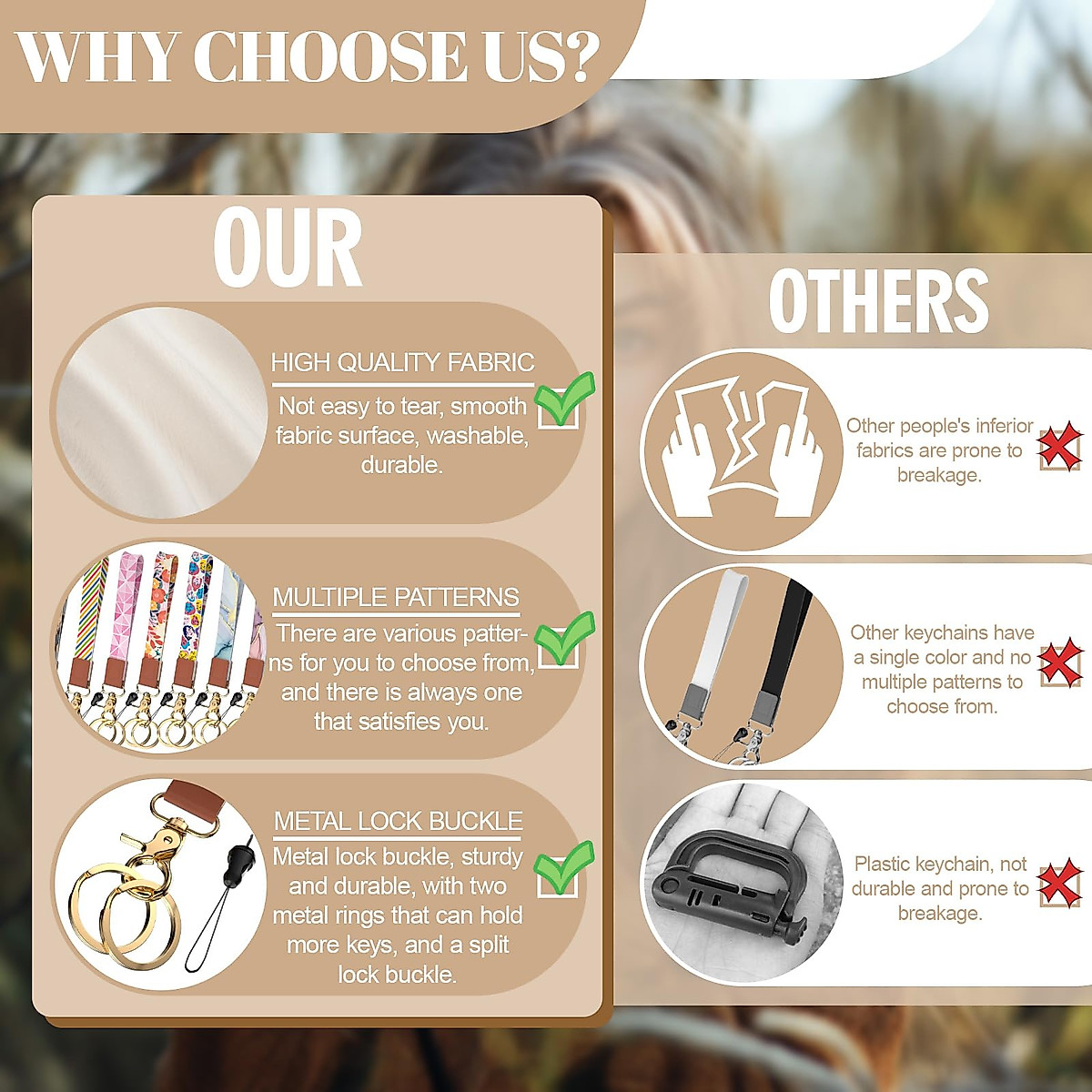 Wristlet Keychain for Women and Men，Key Chain Holder，Wrist Lanyard for Keys(Cow）