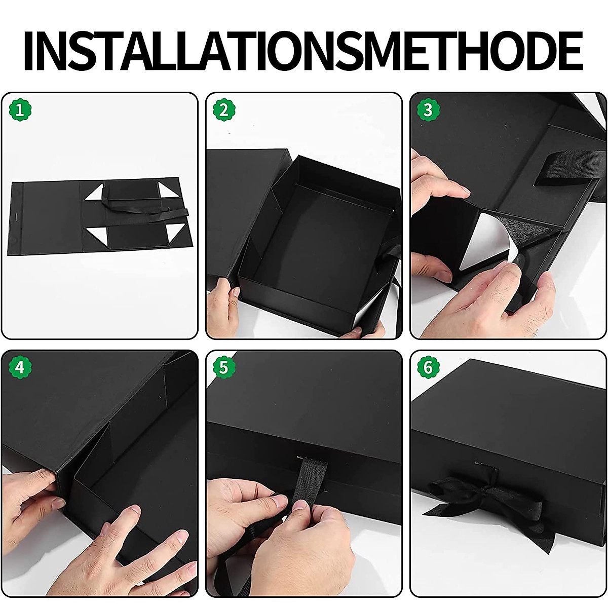 Douria Black Gift Box,9.4x7x3 inches Gift Wrapping Box with Magnetic Lid and Ribbon, for Weddings, Valentine's Day, Birthdays, Christmas, Anniversaries Gift Wrapping Box