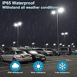 Xbuyee 150W LED Flood Light with Dusk-to-Dawn Photocell, 130lm/W 5000K Daylight 100-277V IP65 Waterproof, 150W-100W-75W Adjustable, LED Parking Lot Light with Slip Fitter Mount, ETL